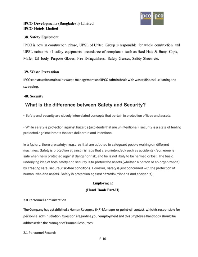 IPCO Employee Policy Manual | DOCX