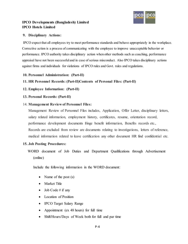 IPCO Employee Policy Manual | DOCX