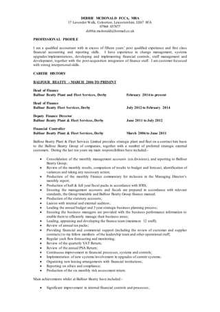 Debbie Mcdonald CV 2016 | DOCX