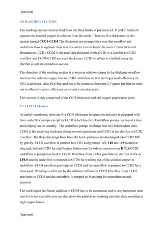 Report on Leaching Washing and Solvent Extraction Sections | DOC