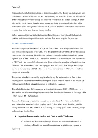 Report on Leaching Washing and Solvent Extraction Sections | DOC