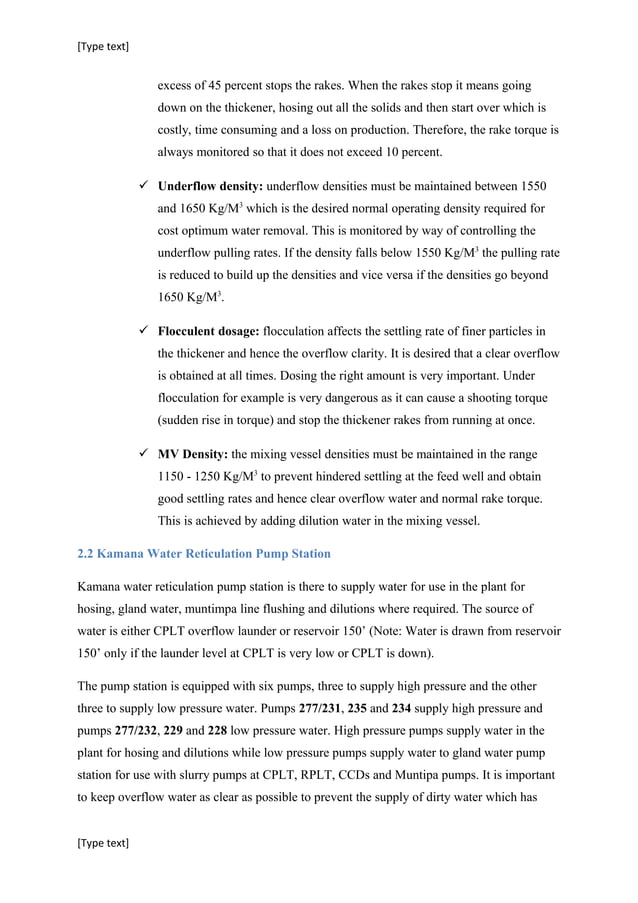 Report on Leaching Washing and Solvent Extraction Sections | DOC