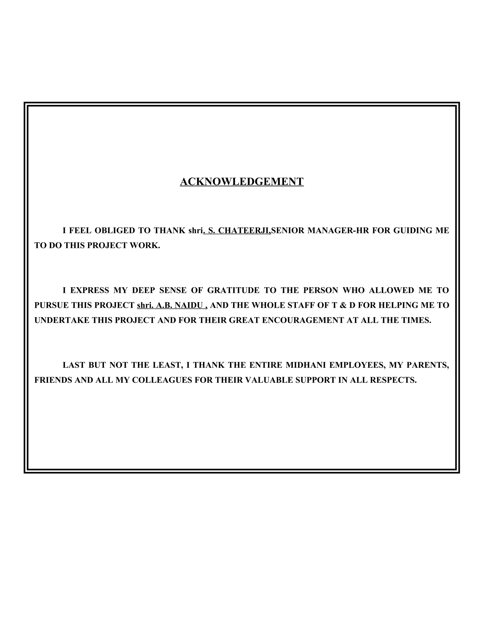 ACKNOLEDGEMENT | DOC