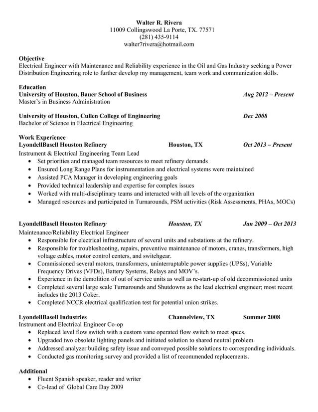 Walter Rivera Resume | PDF
