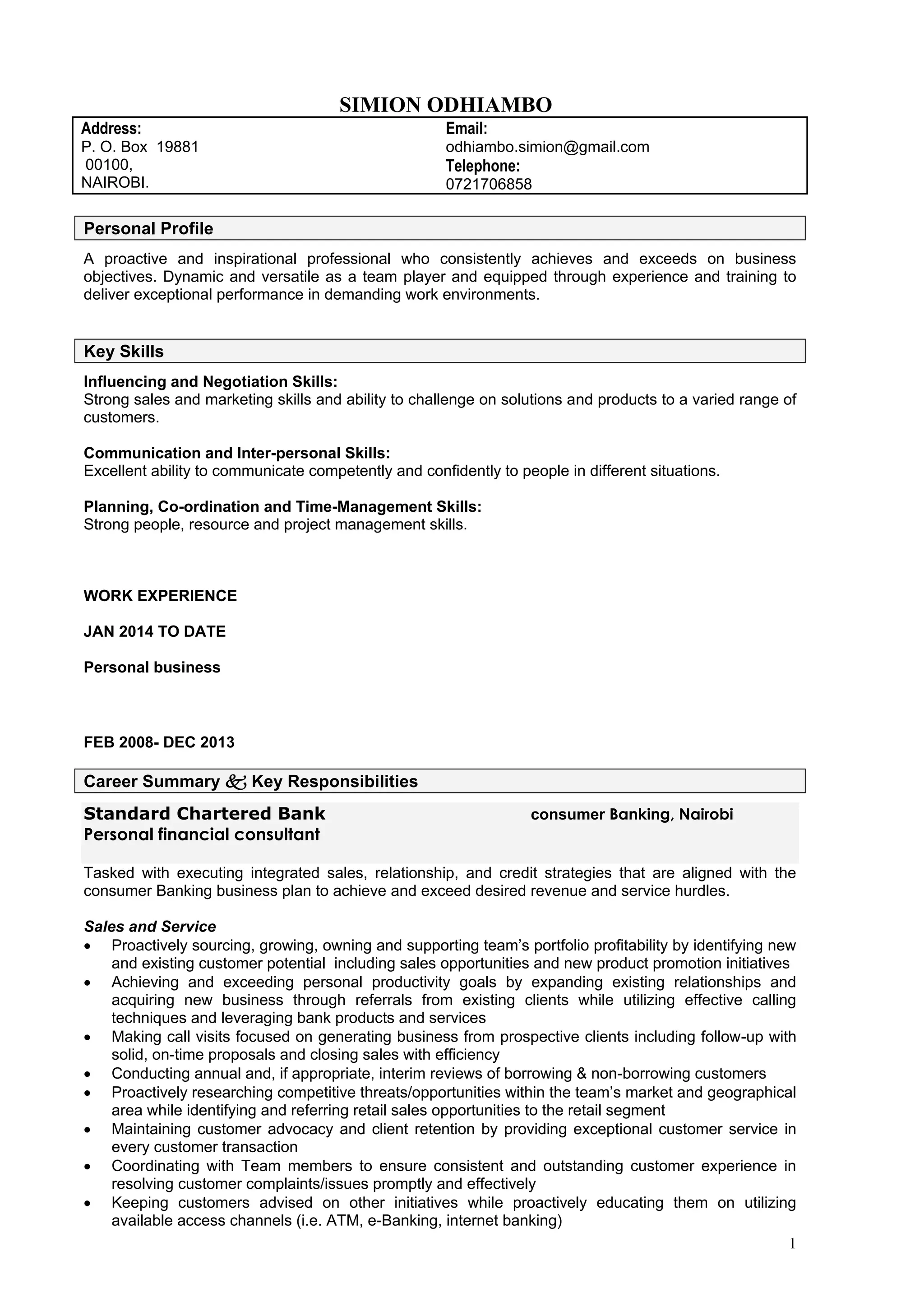 SIMION ODHIAMBO CV | PDF
