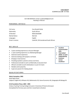 CARA BREEDT CV 2016 (1) | PDF