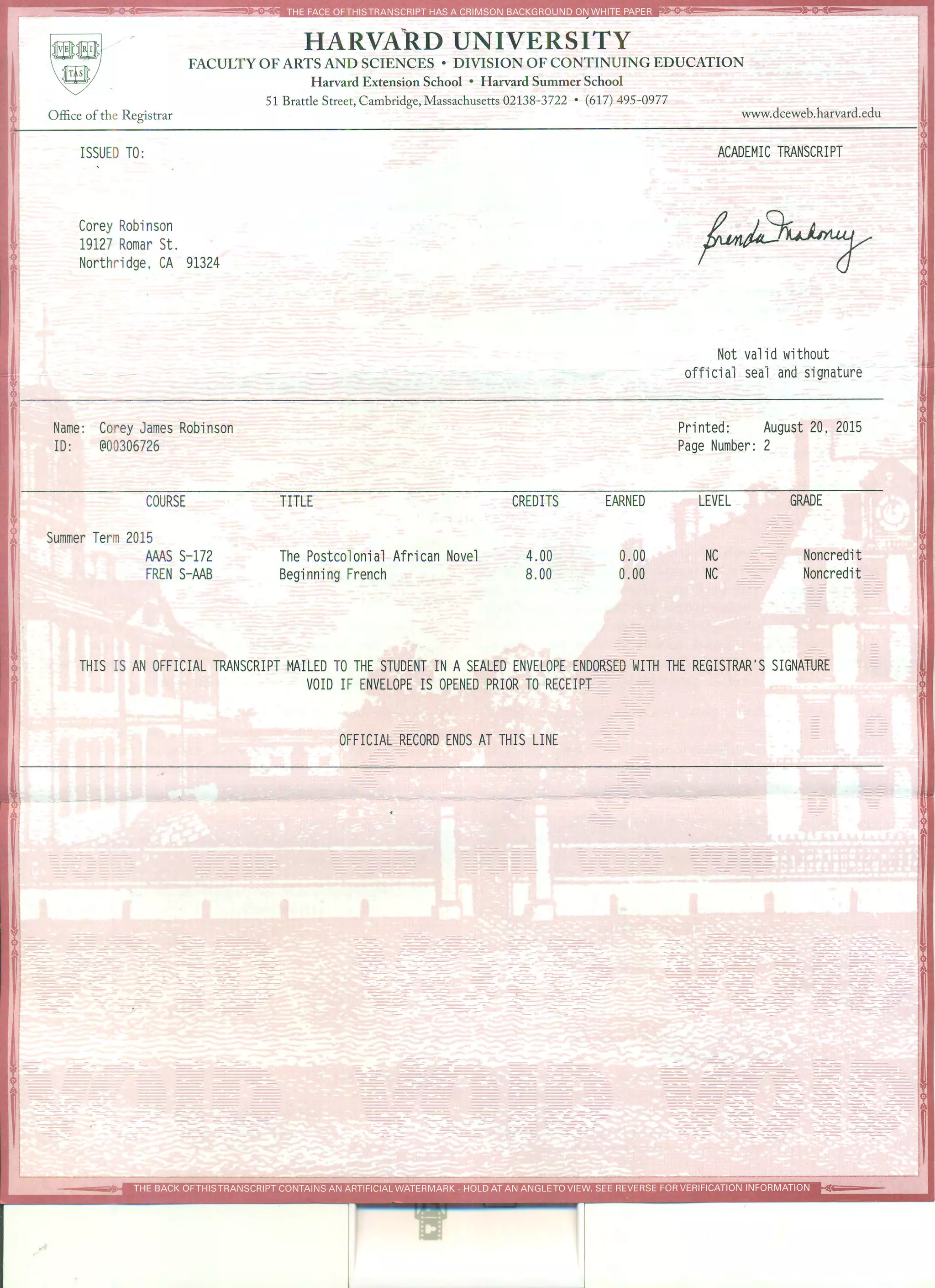 HarvardTranscripts | PDF