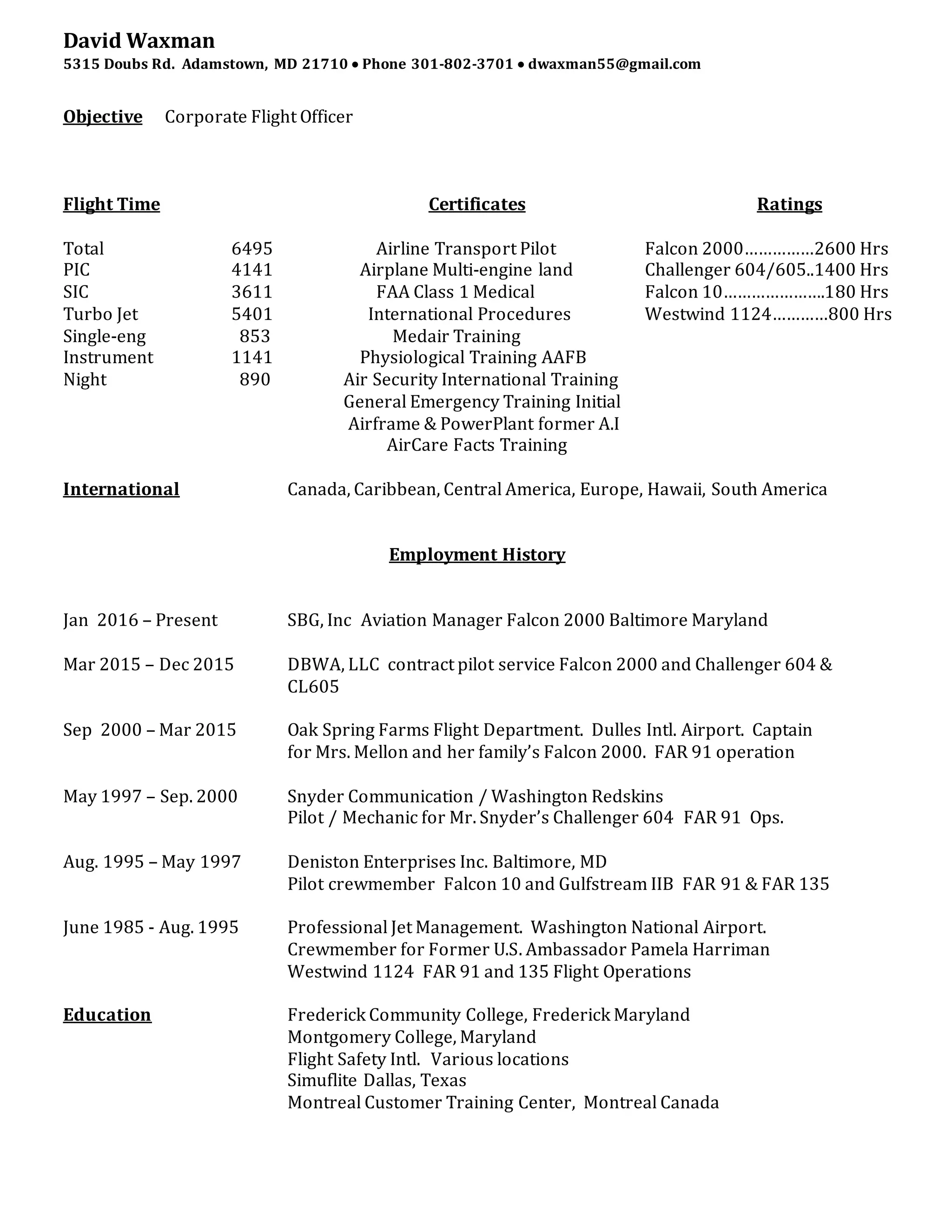 David Resume | DOCX | Air Travel | Travel Type