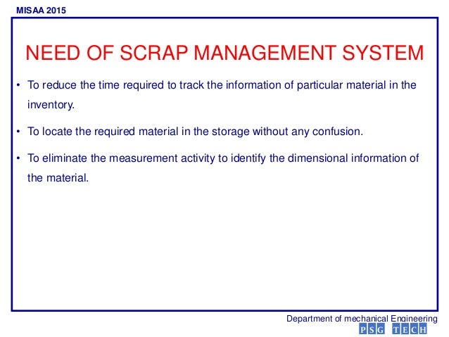 Scrap Managemnt in Sheet metal industry