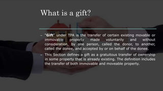 Gifts under the transfer of property act. | PPT
