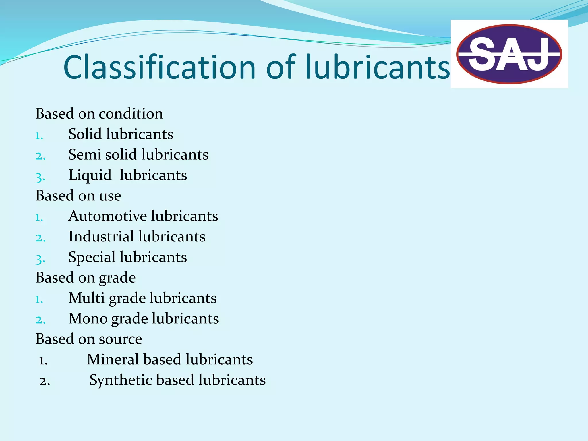Presentation on lubricants | PPTX