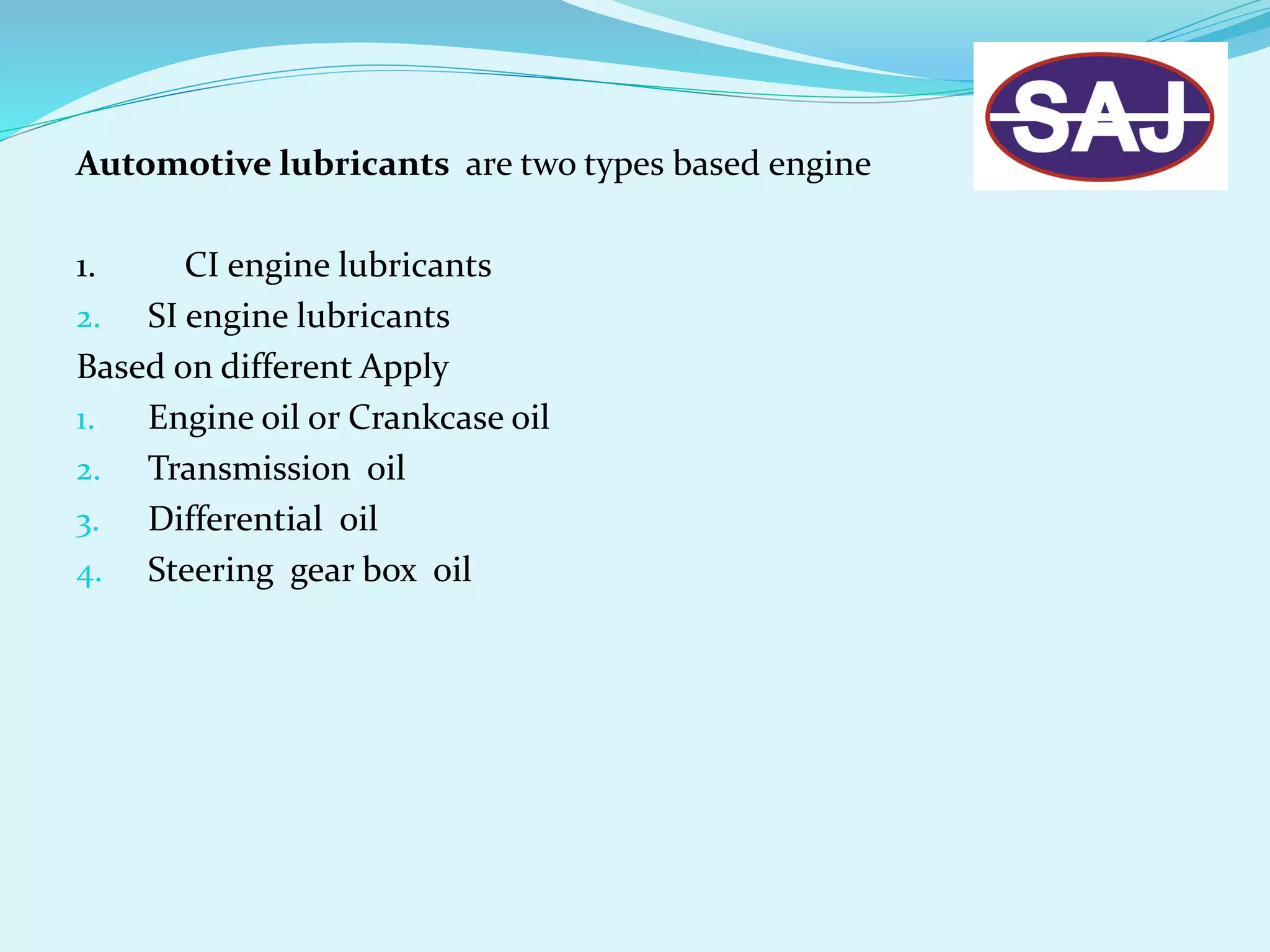 Presentation on lubricants | PPTX