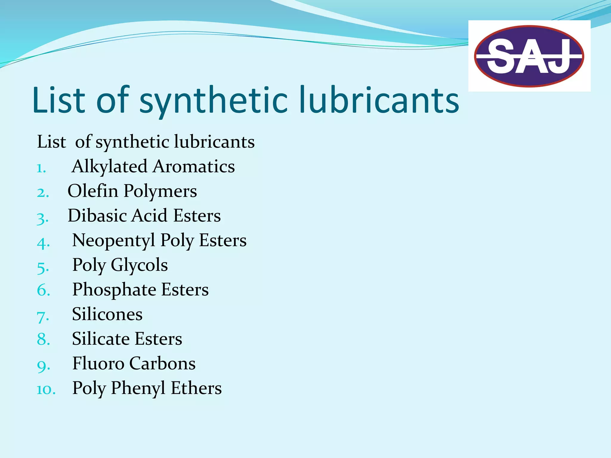 Presentation on lubricants | PPTX