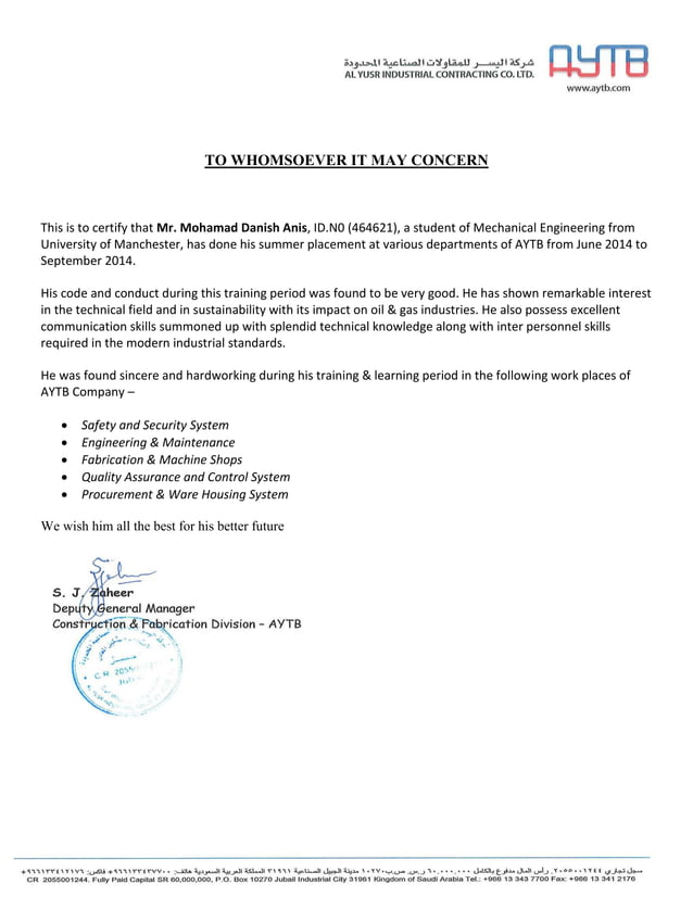 Danish AYTB Experience Certificate (PDF) | PDF