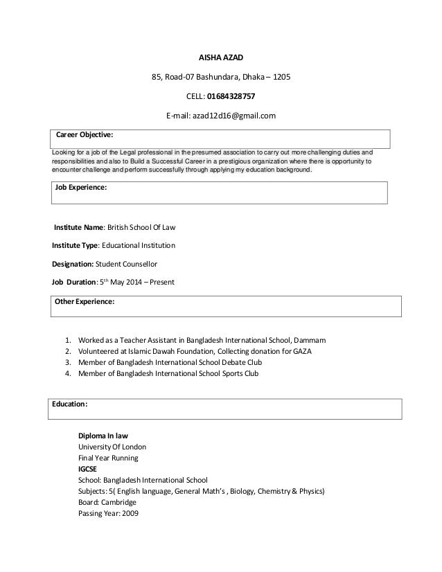 Aisha Azad Cv