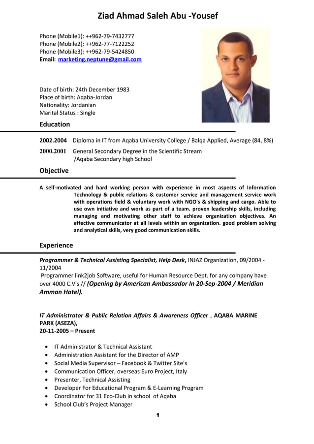 Ziad Ahmad Saleh Abu -Yousef cv | DOC