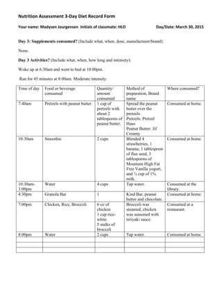 3DayDietRecord&Analysis_NutritionAssessment | PDF