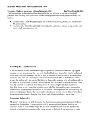 3DayDietRecord&Analysis_NutritionAssessment | PDF