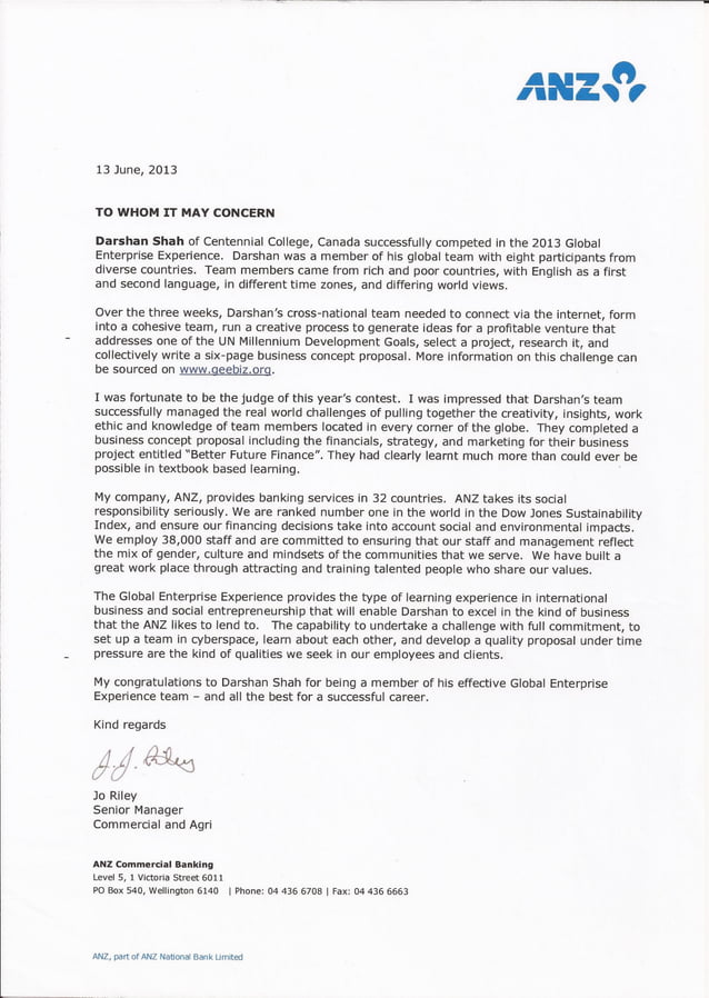 Darshan ANZ letter | PDF