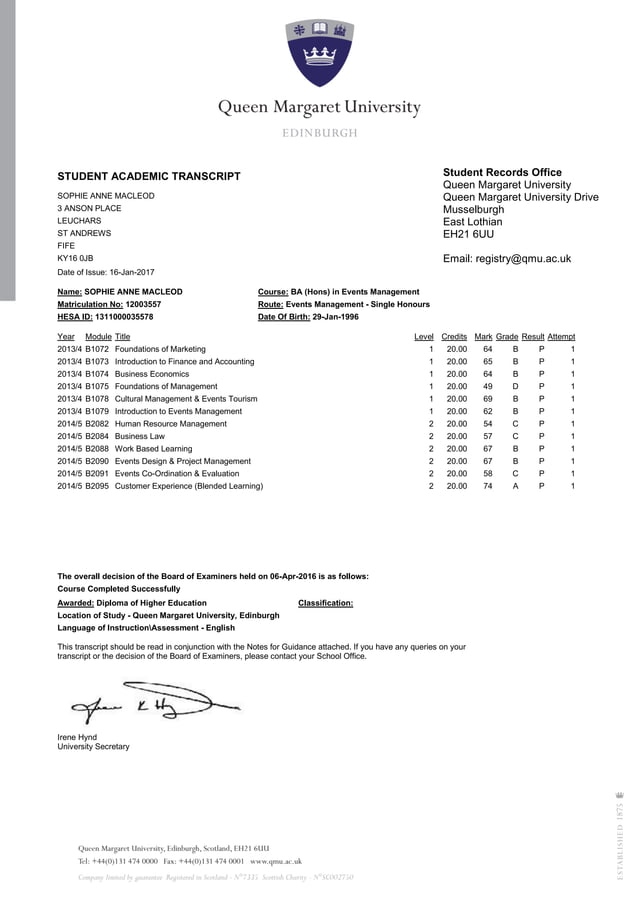 e-transcript_template | PDF | Educational Assessment | Education