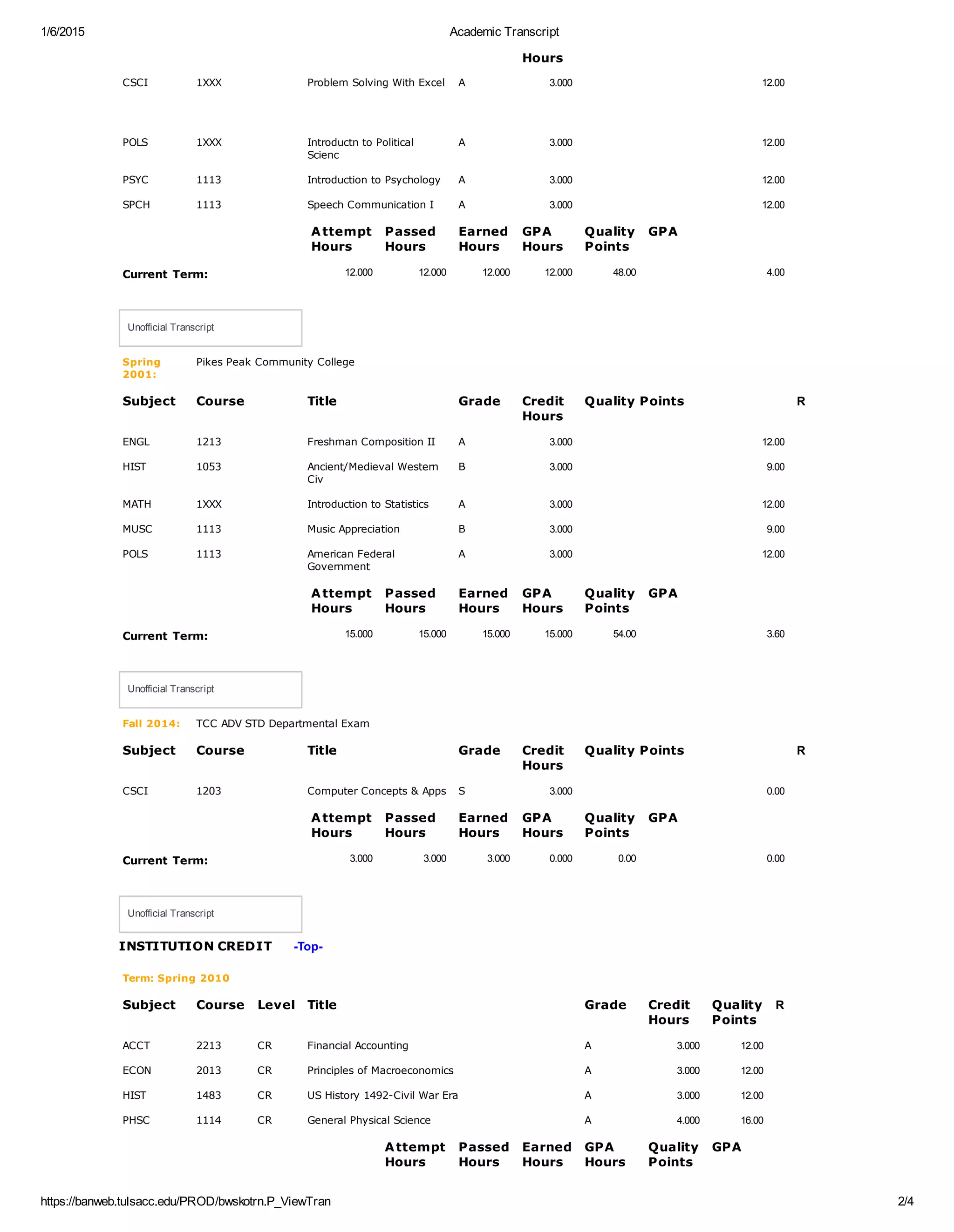 Academic Transcript | PDF