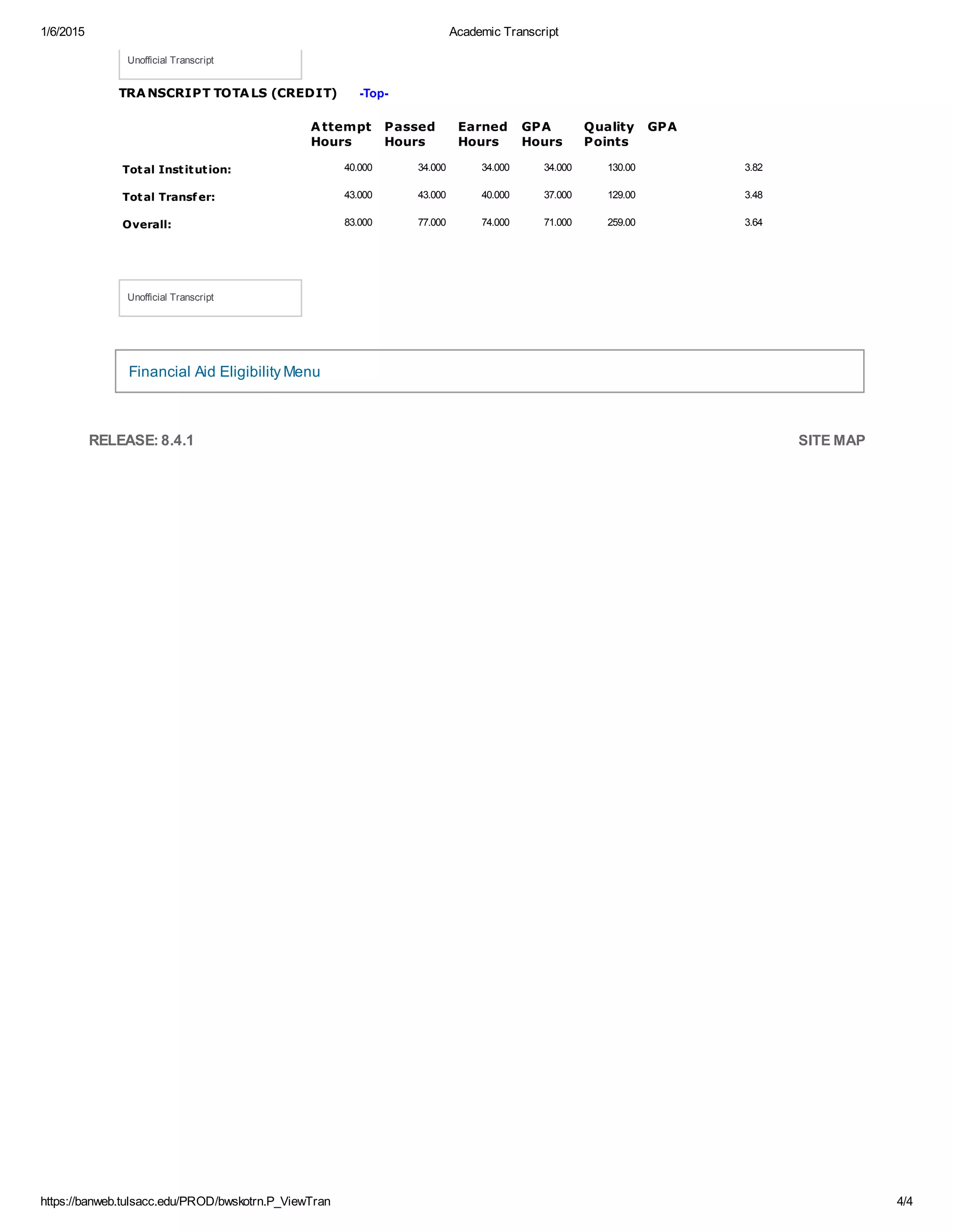 Academic Transcript | PDF