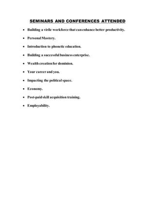 SEMINARS AND CONFERENCES ATTENDED | PDF