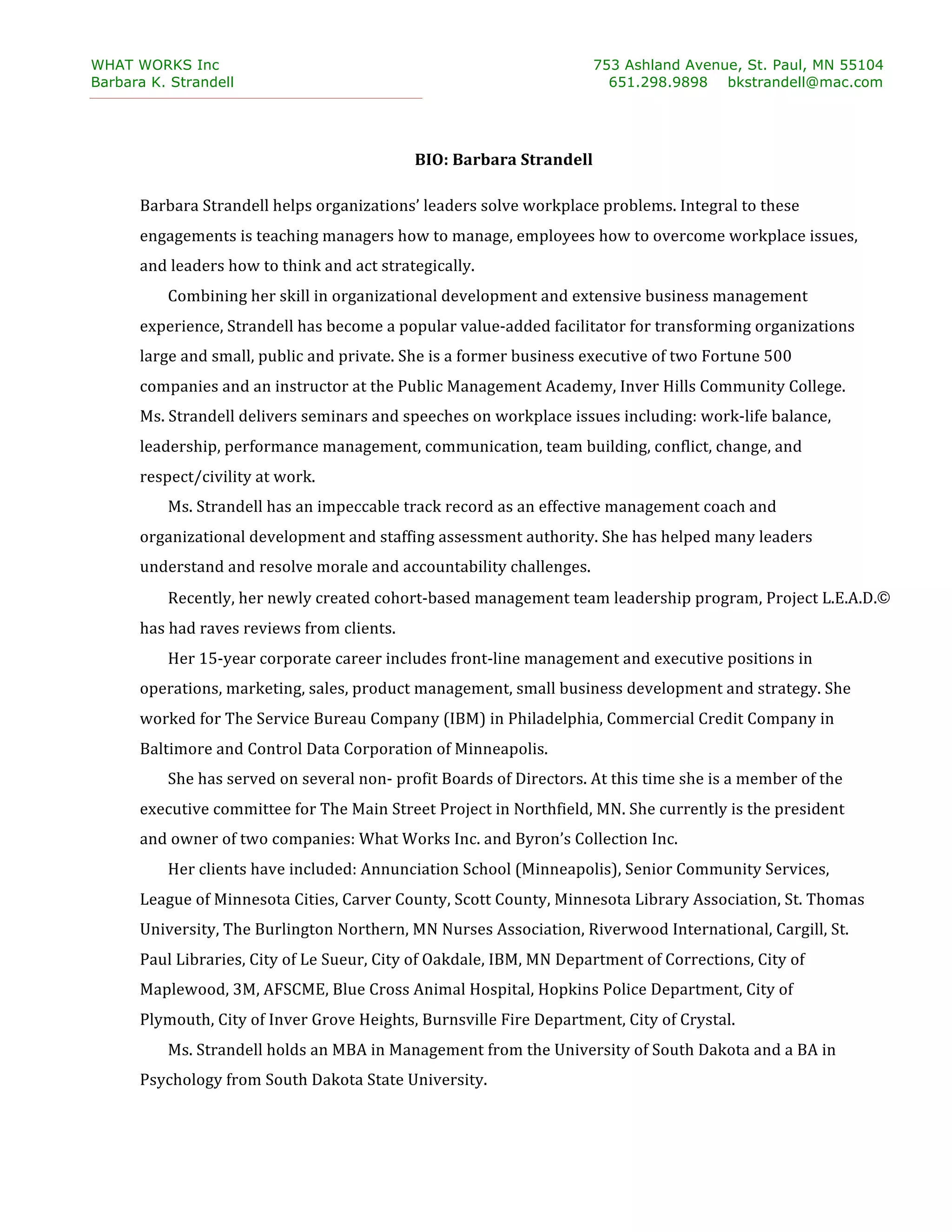 BIO Barbara Strandell | PDF