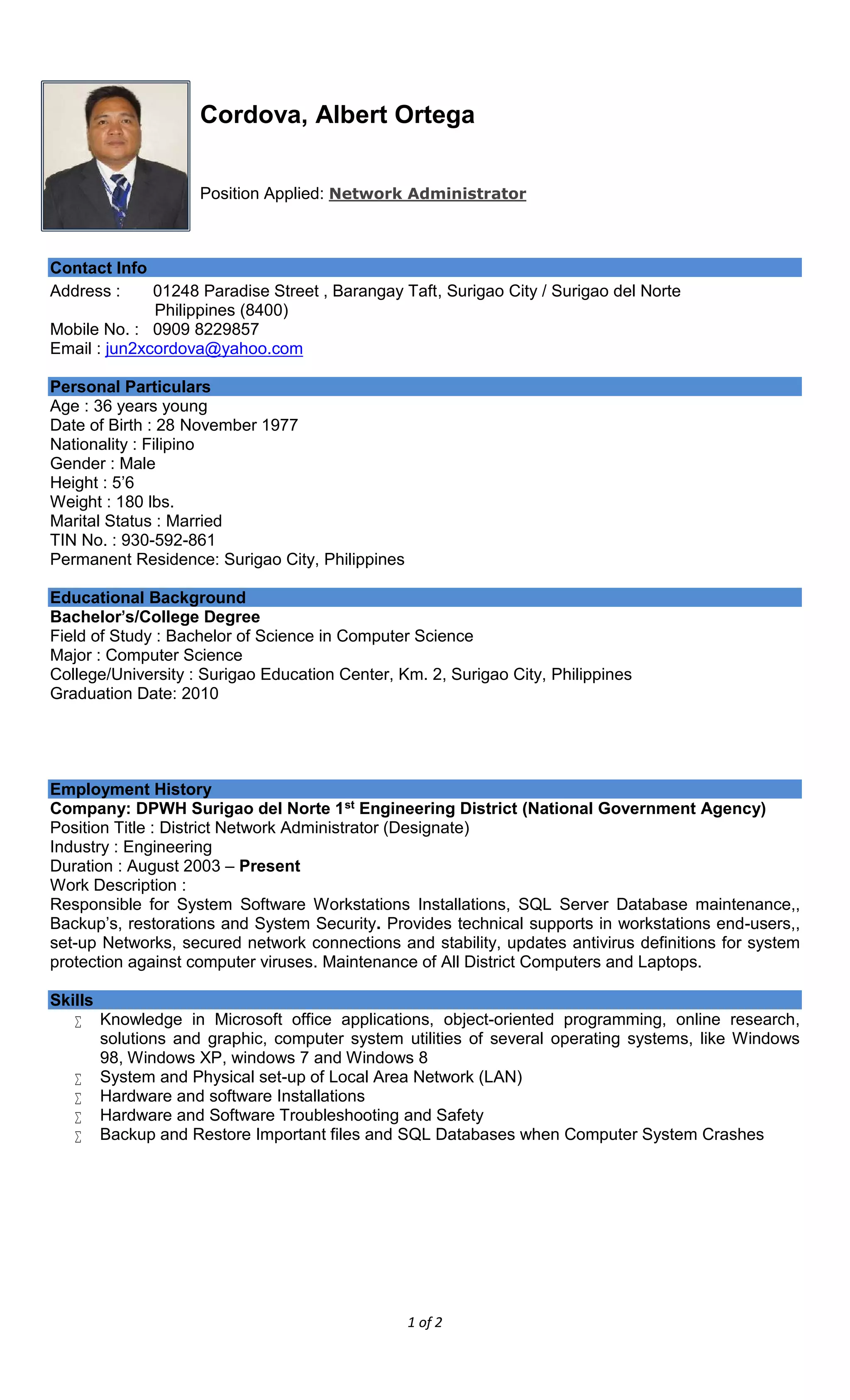 AlbertCordova_Resume_DBA | PDF