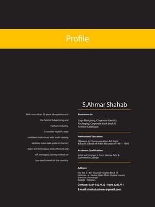 S.Ahmar Shahab Final Portfolio | PDF