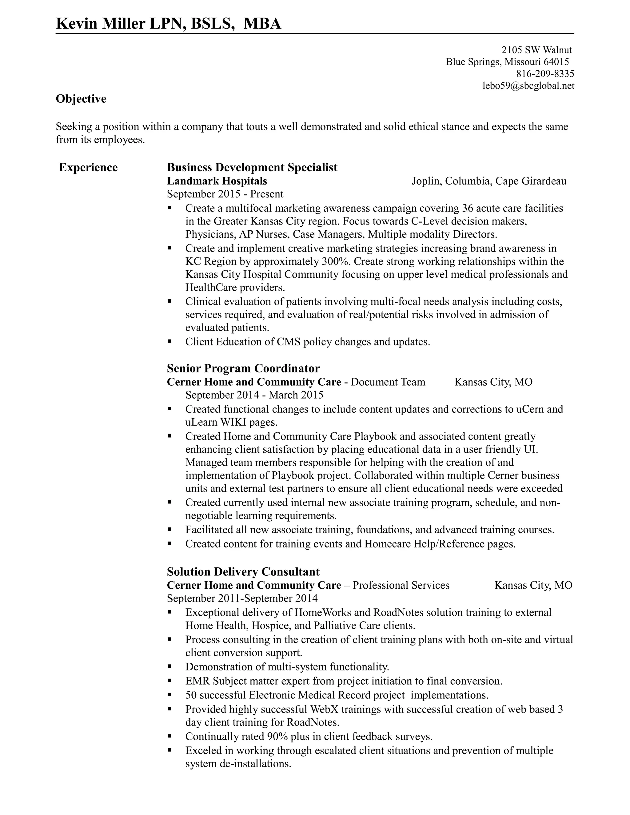 Kevin Miller Resume | PDF