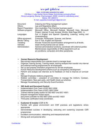 Yuppadee Koopetngarm curriculum vitae 2016 | PDF | Business Administration | Business