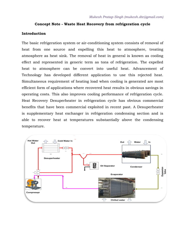 Waste Heat Recovery from refregeration cycle | PDF