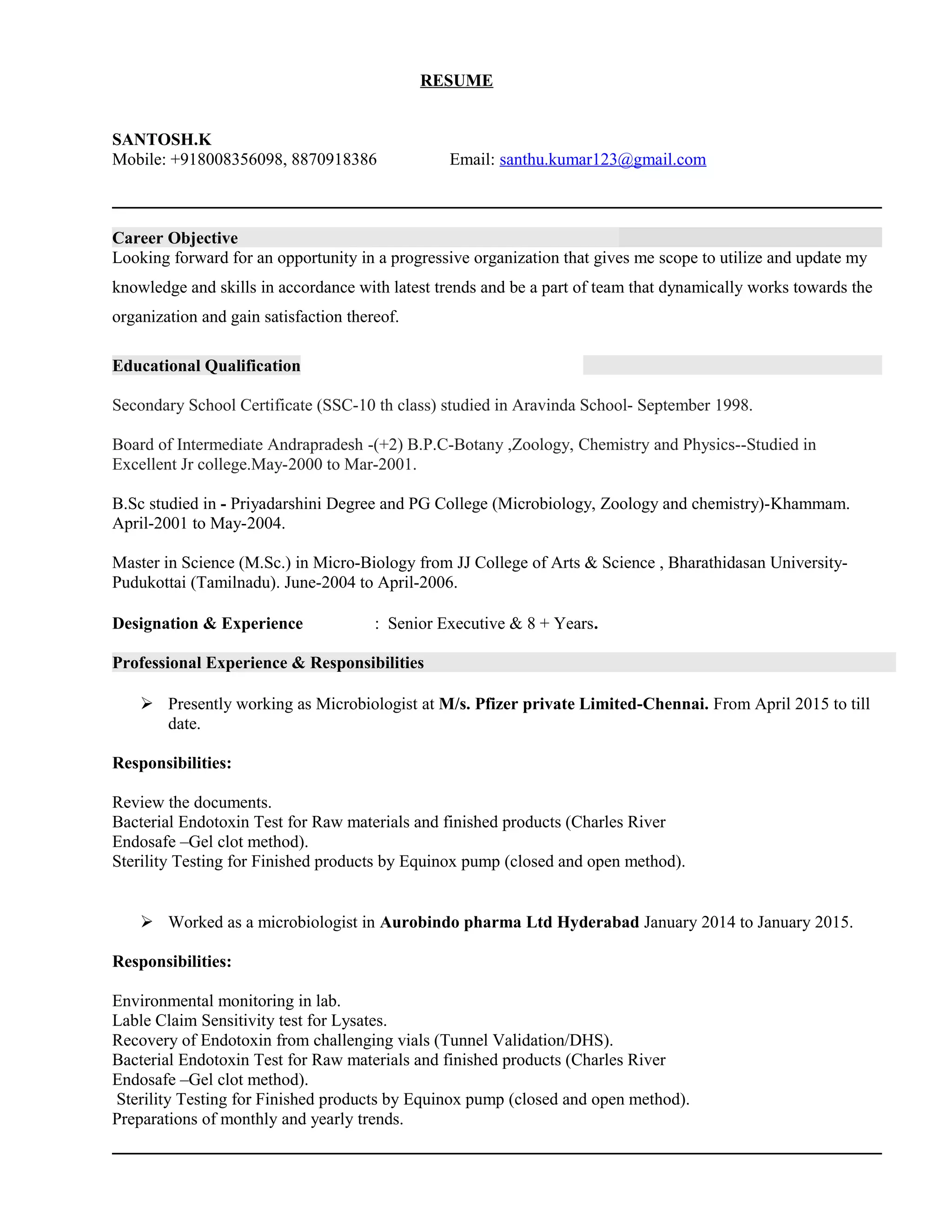 microbiology 8+ resume | DOC
