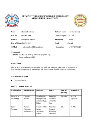 sakshi Resume 2 | PDF