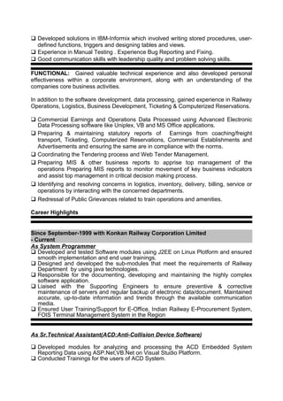 Prasad's CV | DOC | Computer Software and Applications | Computing