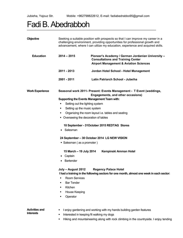 Fadi Abedrabboh CV - Dec. 2015 | PDF