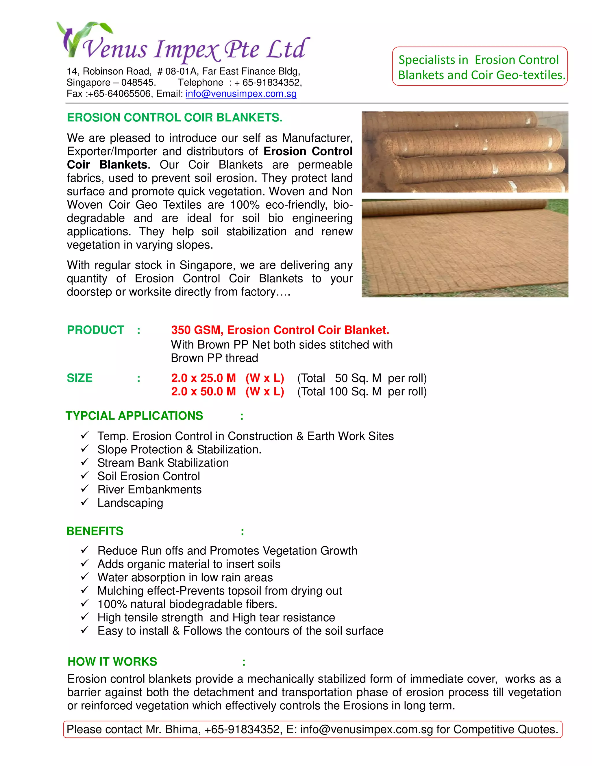 Venus-Coir Erosion Control Blankets | PDF