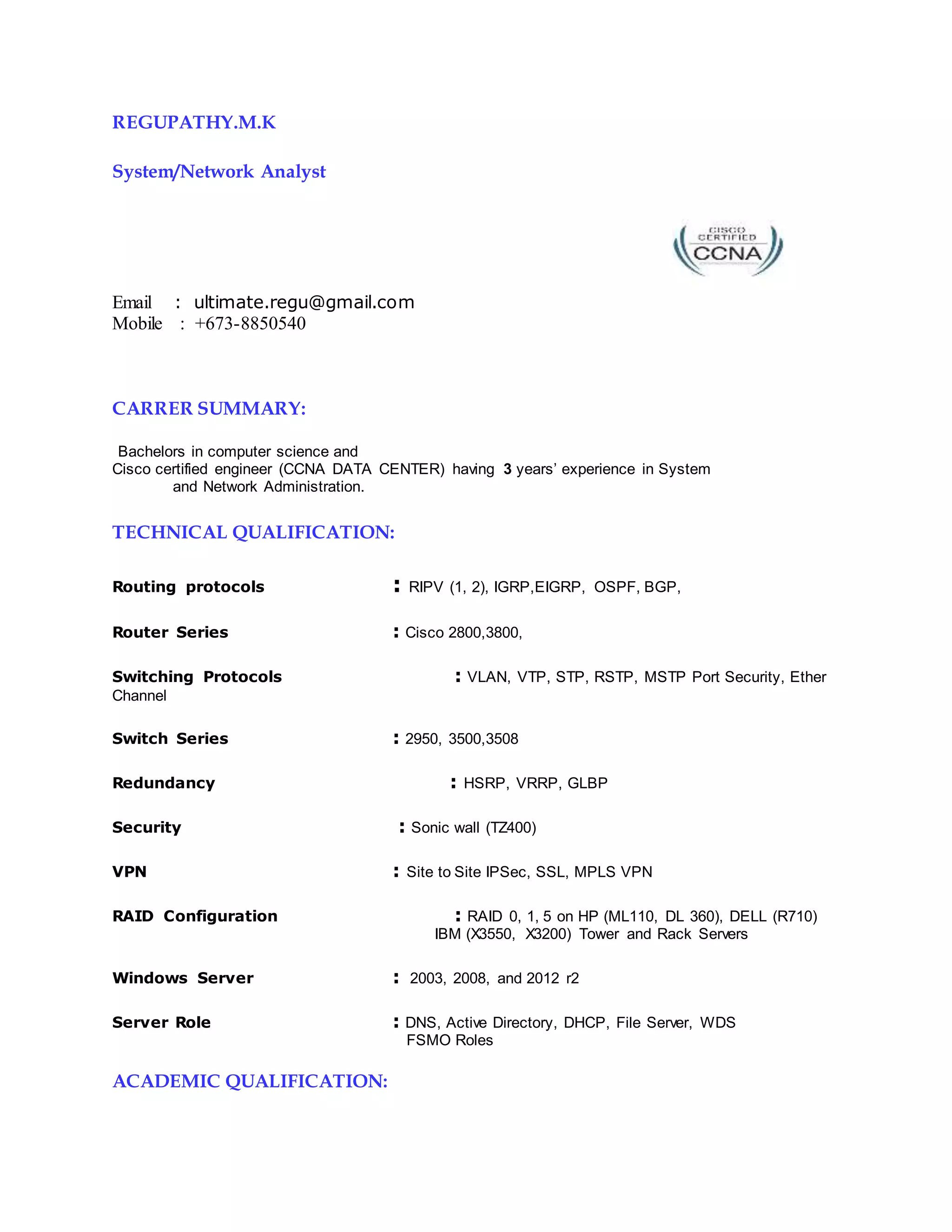 regu new resume1 | DOCX