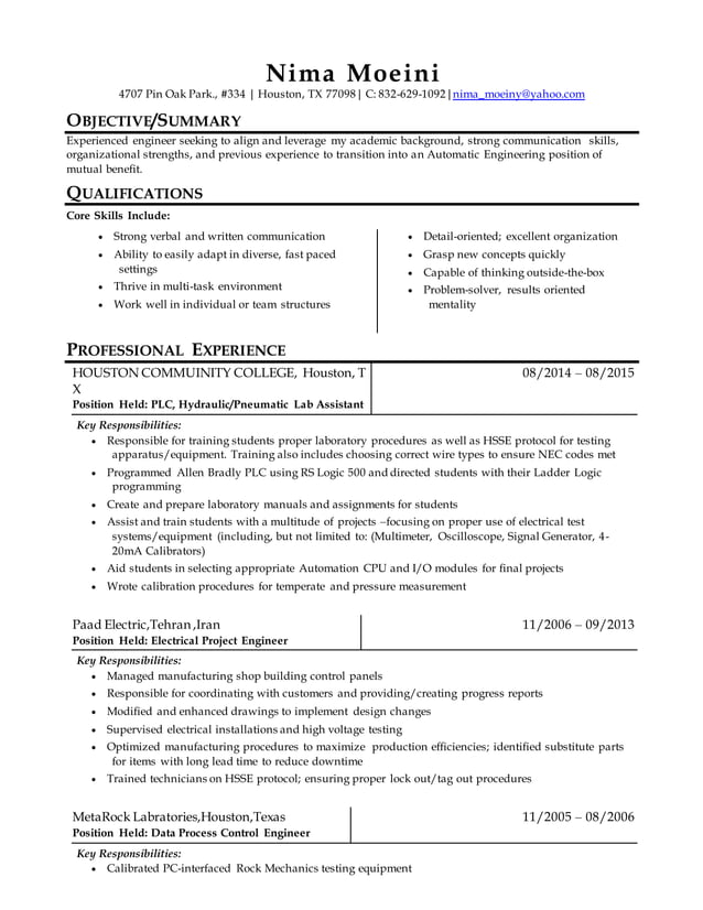 Nima Moeini Resume last update - Copy | PDF