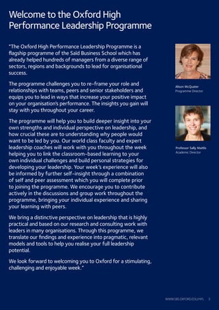 Oxford High Performance Leadership Brochure | PDF