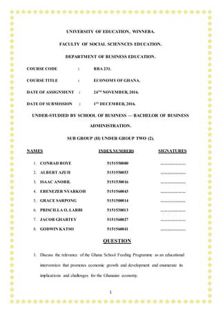 School Feeding Programme--Economy of Ghana | DOCX