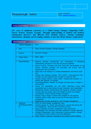 Deepaksingh Jadon Resume | DOCX | Business | Business and Finance