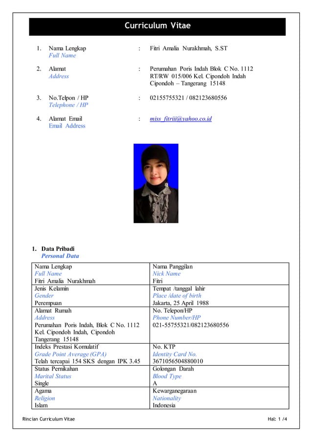 CV Fitri Amalia | PDF