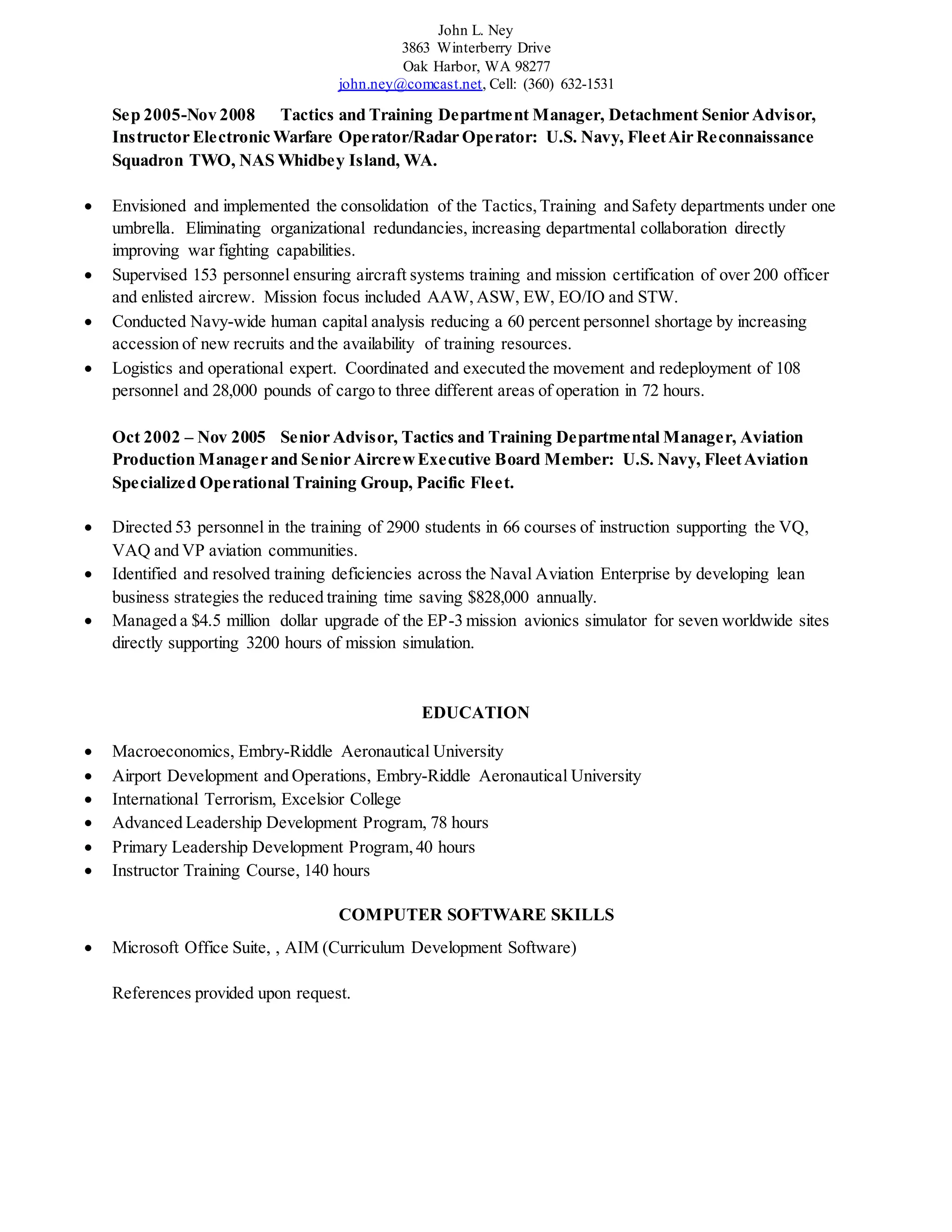 John Ney Resume | DOCX | Aviation Industry | Industries