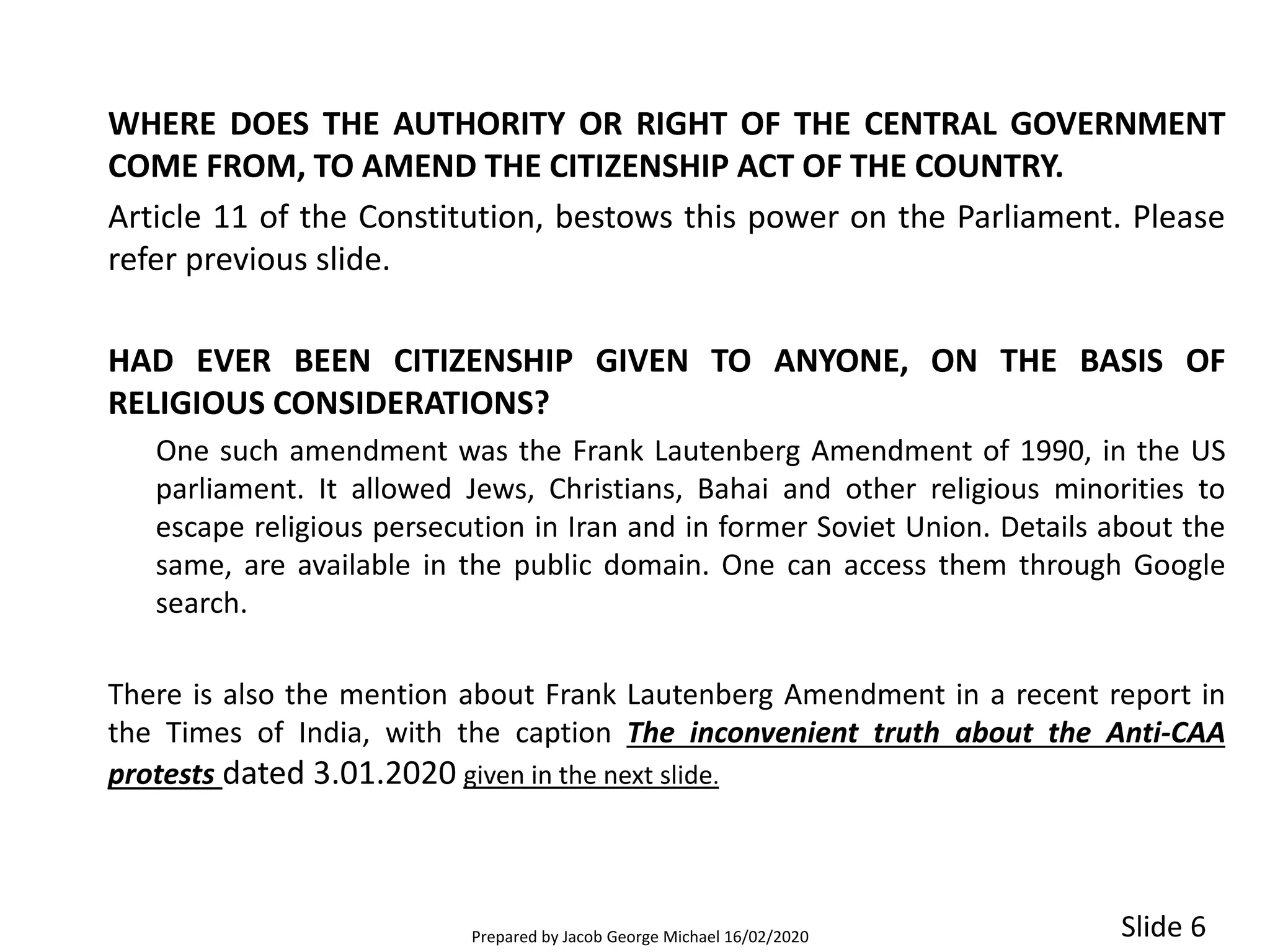 Citizenship Amendment Act 2019 FACTS & LIES | PPSX