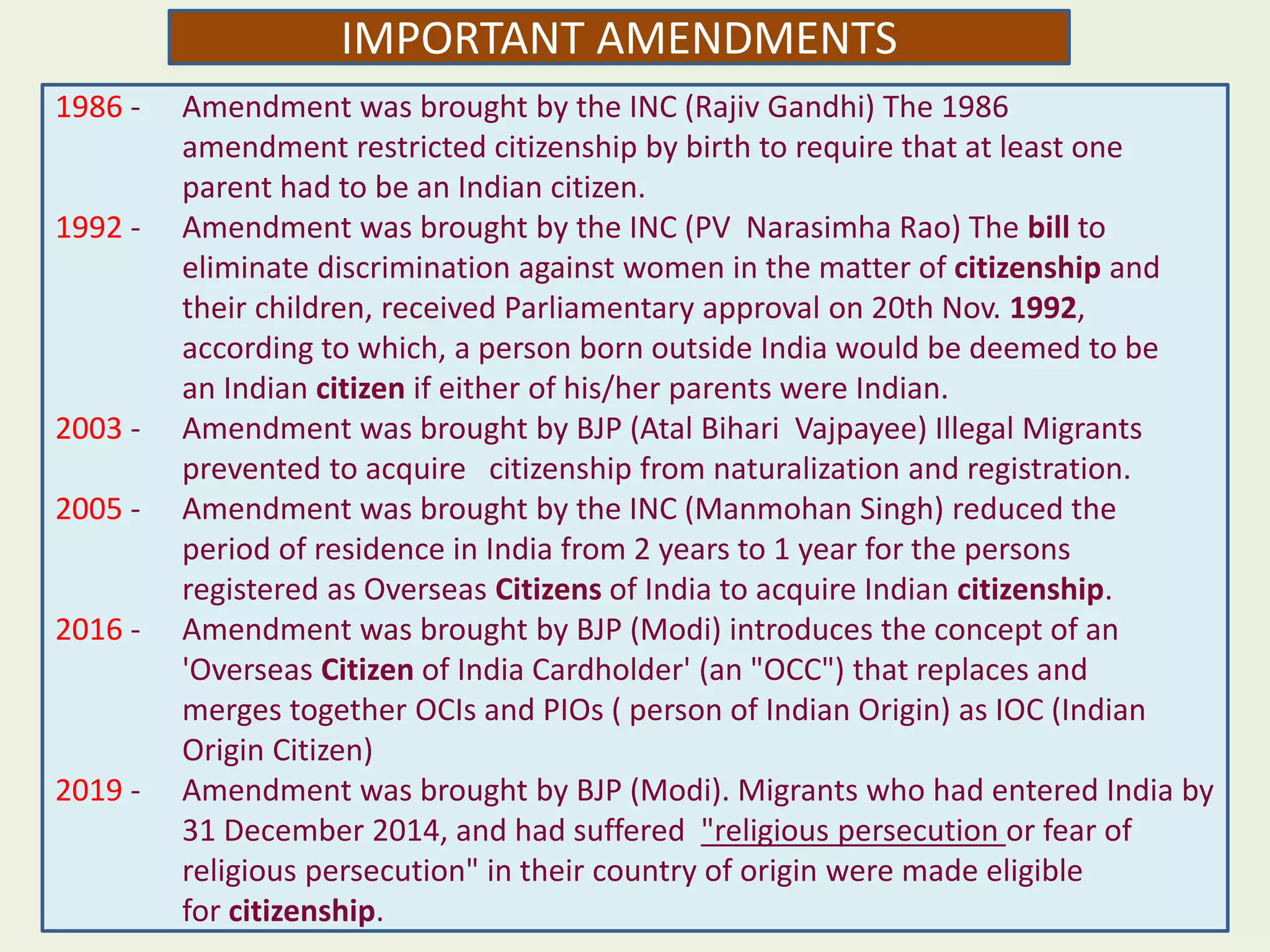CITIZEN AMENDMENT ACT OF INDIA | PPTX | Adoption and Fostering | Parenting
