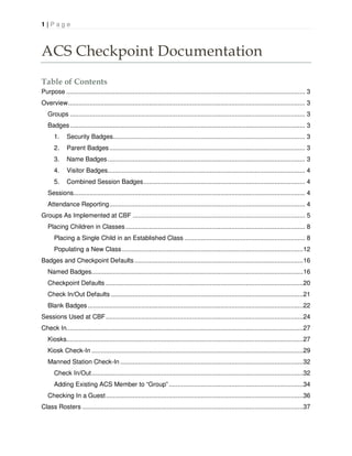 ACS Checkpoint Documentation for CBF | PDF