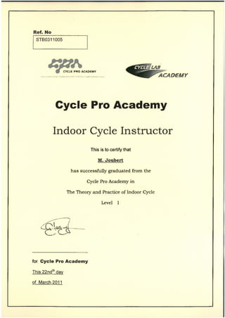 Cycle Pro Academy - Indoor Cycle Instructor Certificate | PDF