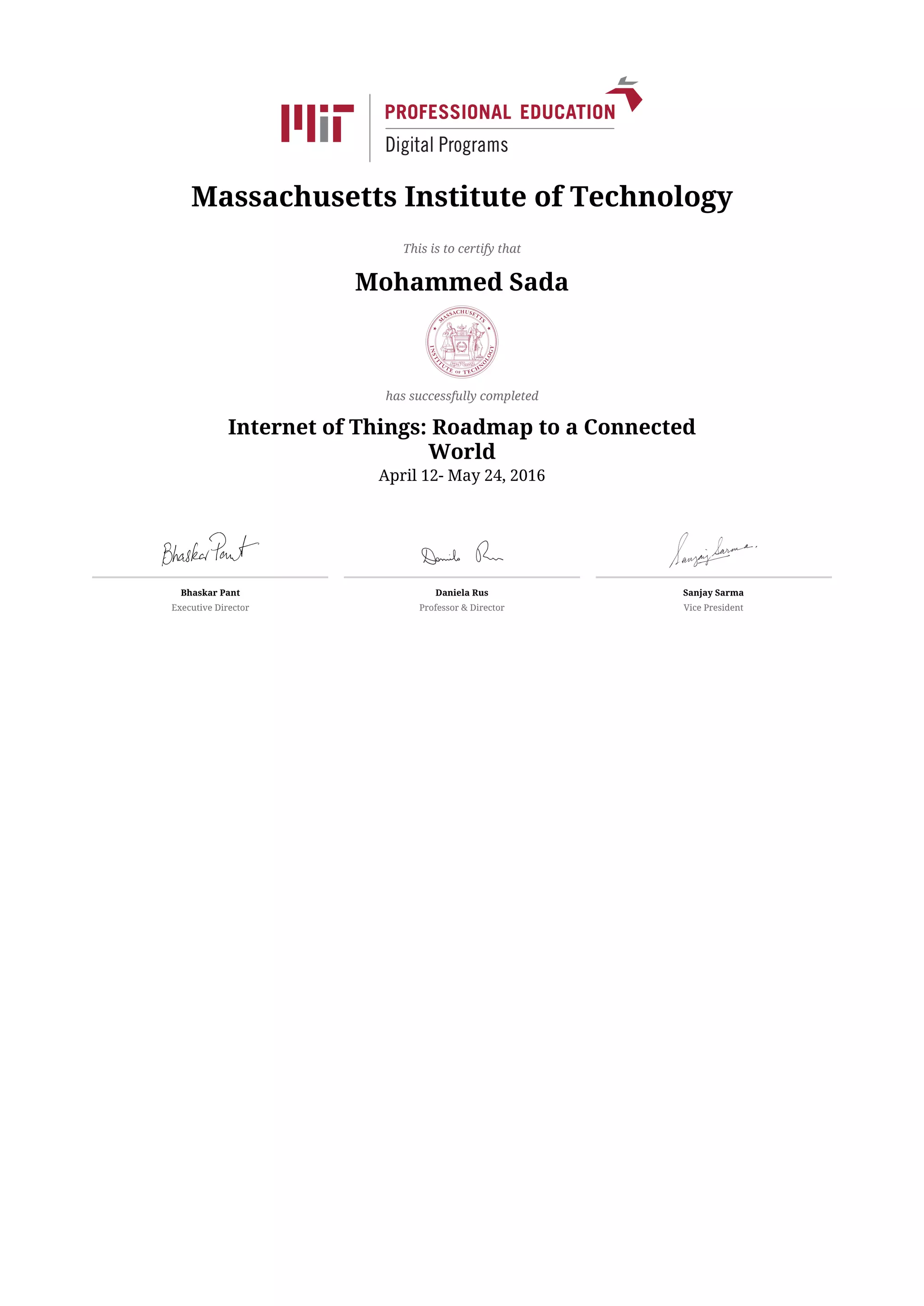 MITProfessionalX IOTx Certificate _ MIT Professional Education Digital ...